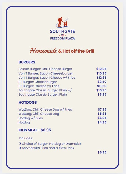 Menu - Southgate Freedom Plaza